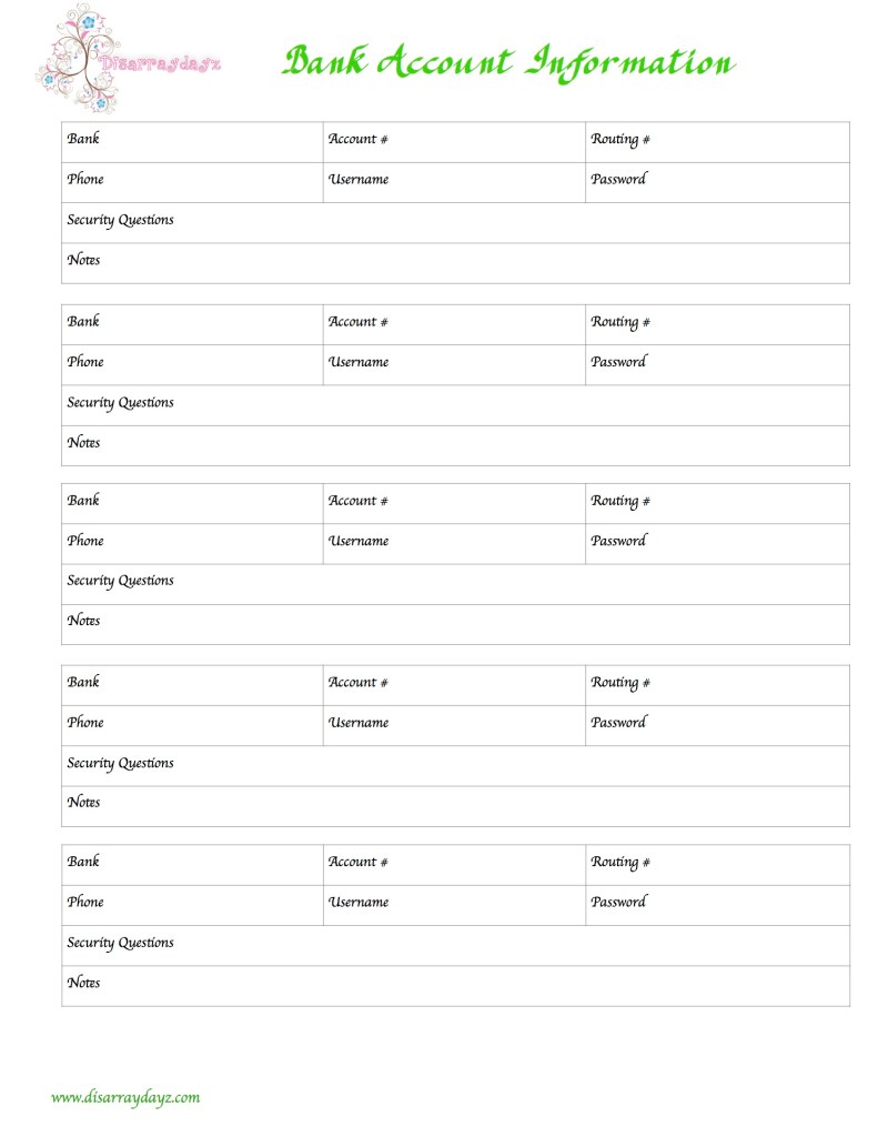 Bank Account Info – disarraydayz